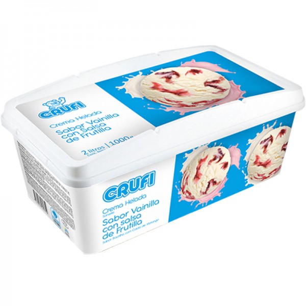 Helado Crufi 2L Crema Veteada con Frutilla